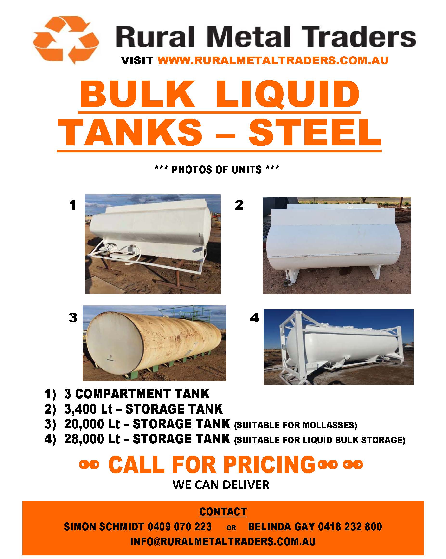4 Tanks ad all sizes | Rural Metal Traders
